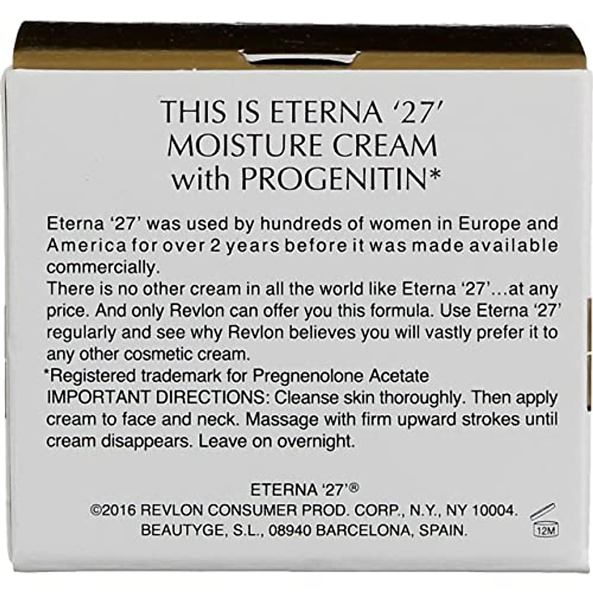 Revlon Eterna '27' Moisture Cream with Progenitin, 2 Ounce (Pack of 2)