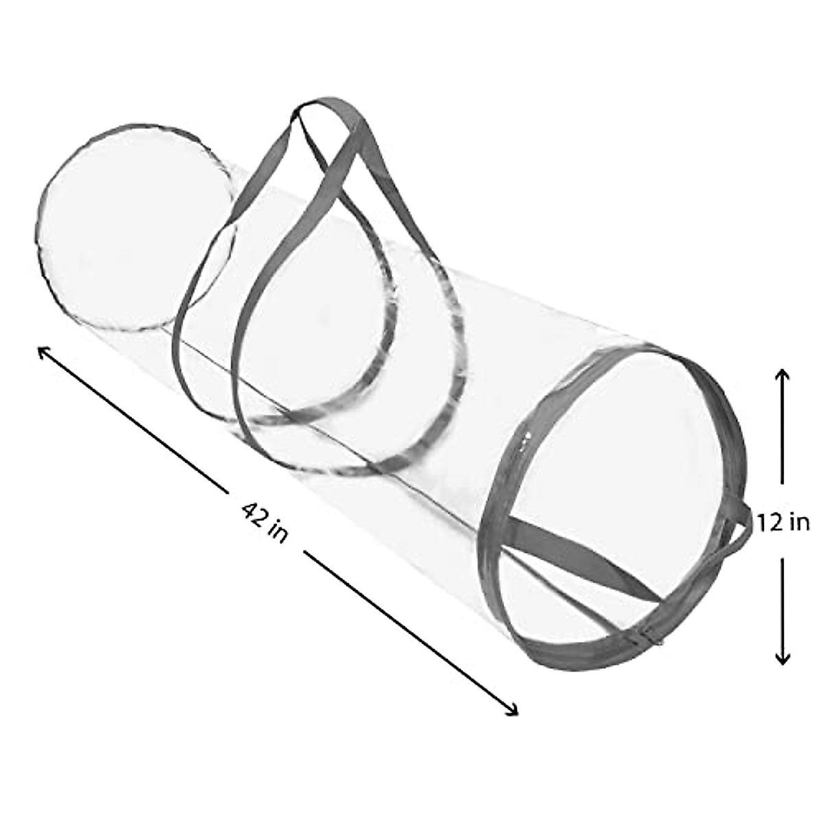 Primode Wrapping Paper Storage Bag, Gift Wrap Organizer, Fits 40 Inch Long Rolls, Hold Up to 24 Rolls, Heavy Duty Clear PVC Bag with Top and Side Handles (Gray)