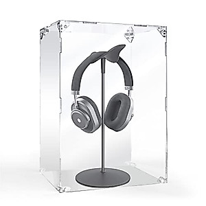 Clear Acrylic Headphones Display Box Dust Cover for Headphones, Collectibles, Figure, Trophy, Model Assemble Cube Stand Dustproof Protection Headphones Showcase Cover (10x7x13 in)