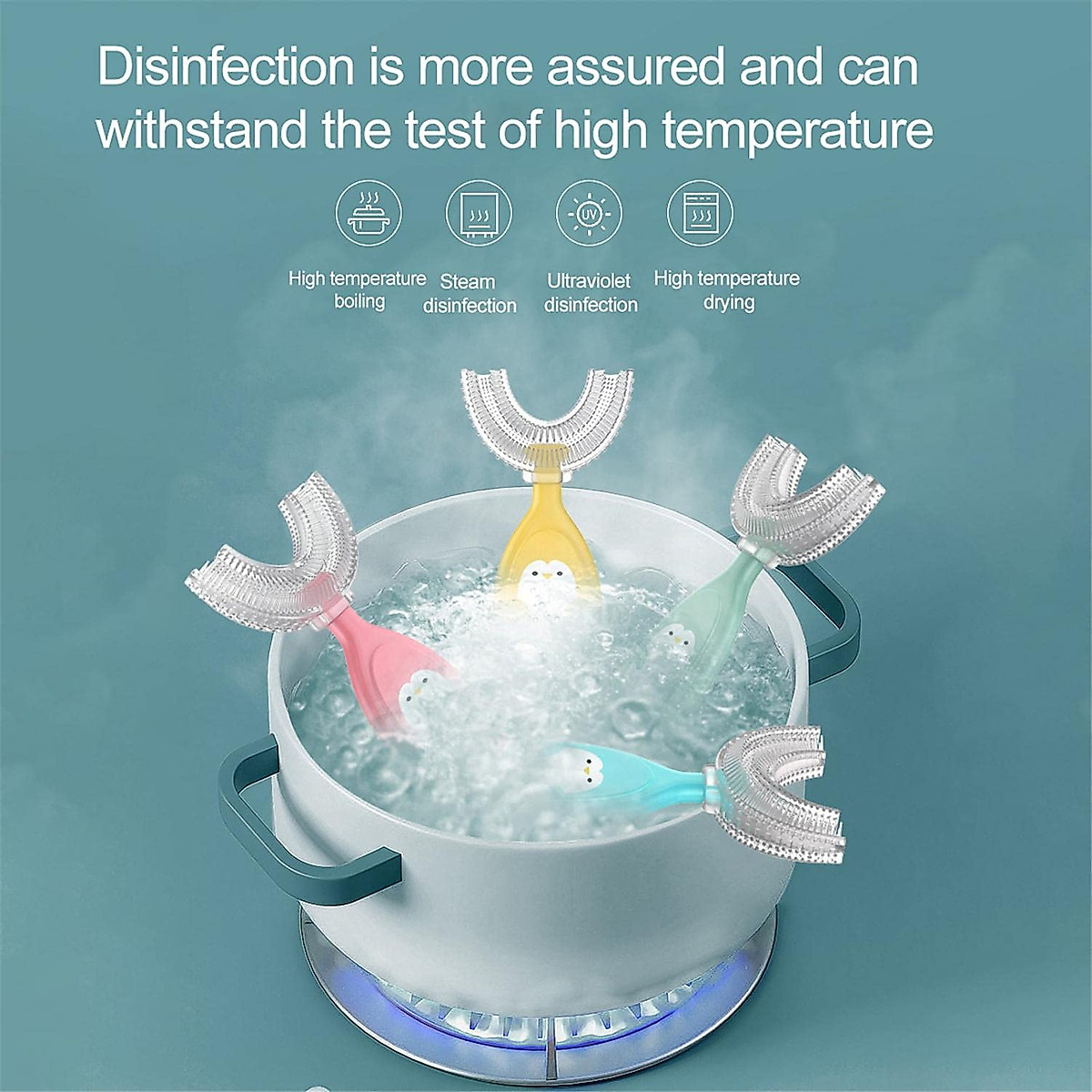 XUANQI 4Pcs U Shaped Kids Toothbrushes Age 2-6 & 6-12 Toddler U Shaped Toothbrush 360 Kids Full Mouth Toothbrush Large Head Toothbrush, Blue + Green + Pink + Yellow (XUANQI-f546457)