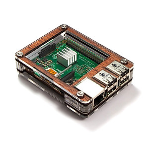 C4Labs Zebra Case for Raspberry Pi 3B+, 3, 2, 2B and B+ Heat Sinks and Power Cord Included-Wood