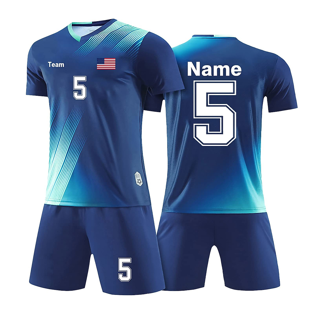 LAIFU Custom Soccer Jersey for Kids Soccer Uniforms for Men Women with Name Team Number Logo Sapphire Blue 4X-Small