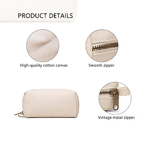 YONBEN Pencil Case Cotton Canvas Pen Pouch Bag, Lightweight and Stylish Ideal for Organizing Stationery (Beige)
