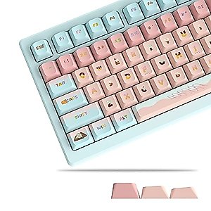 XVX PBT Keycaps Pink Cute Keycaps, 5-Side Dye-Sublimation Custom Keycaps Cherry Profile 144 Keys Keycaps Set for 61/64/68/84/87/100/104/108 Cherry MX Mechanical Keyboard