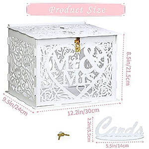 Jolik Wedding Money Box Holder with Sign, Large Rustic Wood Wooden DIY Envelop Gift Card Shadow Boxes with Lock Slot for Reception Anniversary Graduation Birthday Party Parties (Mr & Mrs, White)