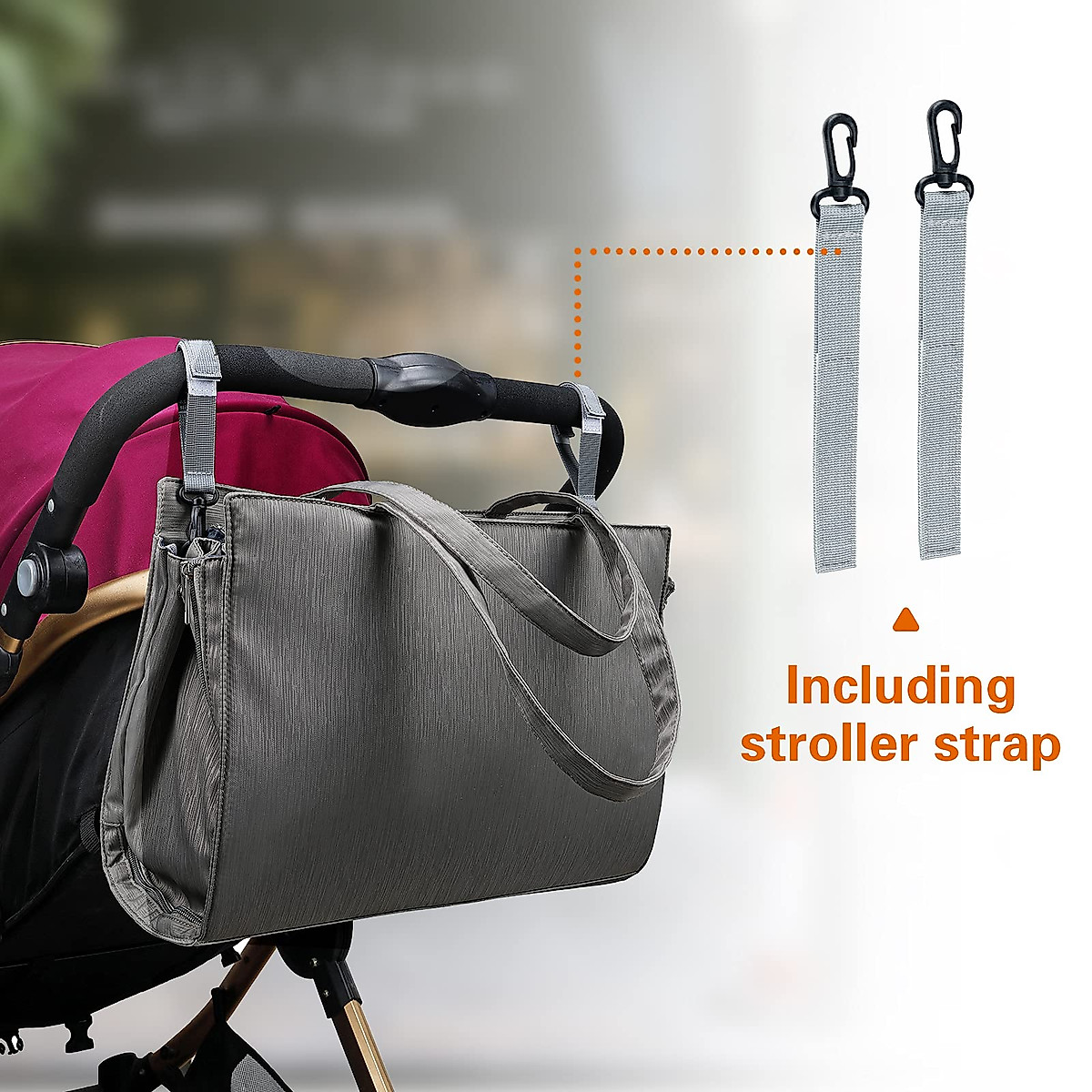 Diaper Bag Tote, Large Travel Diaper Bag, Baby Bags with Changing Pad and Diaper Bag Organizer Insert for Tote - Dark Grey