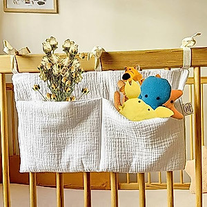 Green Diaper Caddy Organizer Diaper Stacker Baby Crib Hanging Pocket with Straps Classified Storage Bag Organizer for Nursery Diapers Wipes Baby Essentials