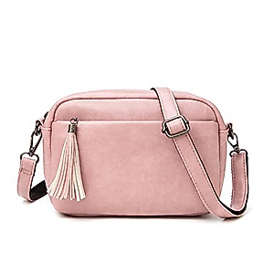 myfriday Lightweight Medium Crossbody Bag for Women, Camera Shoulder Purses Pocketbooks with Tassel and Triple Zipper Pocket