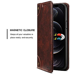SINIANL Compatible with iPhone 13 Pro Max Leather Case, iPhone 13 Pro Max Wallet Folio Case with Magnetic Closure Kickstand Card Slots Flip Book Cover for iPhone 13 Pro Max 6.7 inch 2021 Brown