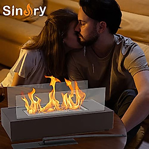 Tabletop Fire Pit, Portable Alcohol Fireplace Indoor Outdoor, Bio Ethanol Ventless Fire Pit, Mini Fireplace Bowl Clean Burning Real Flame for Patio Balcony