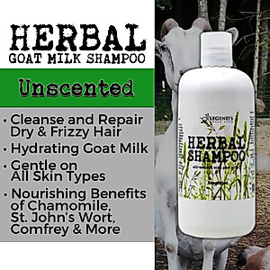 Legend's Creek Farm, Herbal Goat Milk Shampoo Bundle with Conditioner, Gently Cleansing, Soothing, Nourishing, and Deeply hydrating, Handmade in USA, 16 fl. Oz (Unscented)