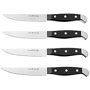 HENCKELS Statement Razor-Sharp Steak Knife Set of 4, German Engineered Informed by 100+ Years of Mastery, Black/Stainless Steel