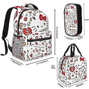 SANyom Anime Backpack Cartoon Cute Travel Backpack Notebook Backpack Set 3 Pieces Unisex