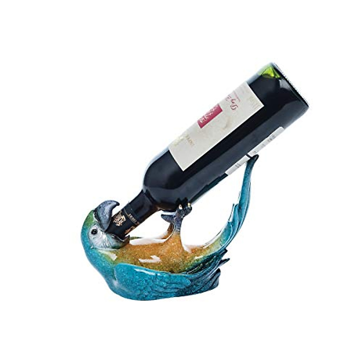 Beachcombers Blue Parrot Wine Bottle Holder 6.6 x 8.5 x 5.1 Blue