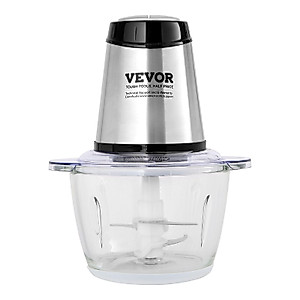VEVOR Food Processor, Mini Electric Chopper 400W, 2 Speeds Electric Meat Grinder, Stainless Steel Meat Blender, for Baby Food, Meat, Onion, Vegetables, 5 Cup