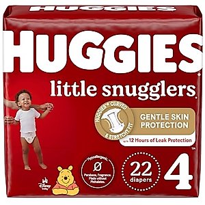 Huggies Size 4 Diapers, Little Snugglers Baby Diapers, Size 4 (22-37 lbs), 22 Count