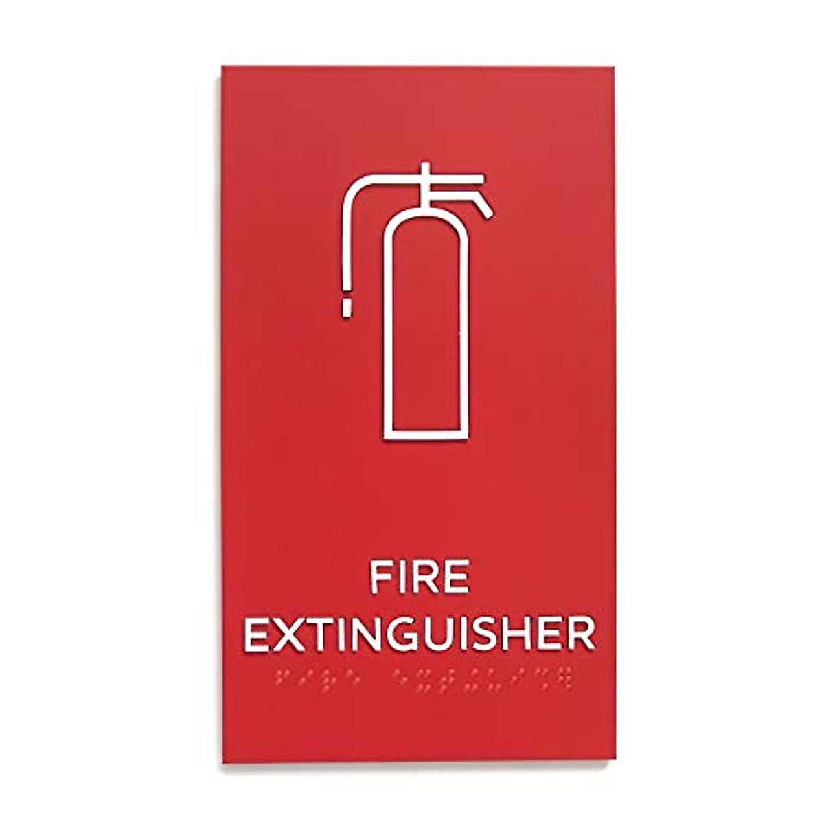 Kubik Letters Fire Extinguisher Sign, ADA Compliant Modern Design Sign with Grade 2 Braille for Fire Extinguisher Location with 3M Double Sided Tape