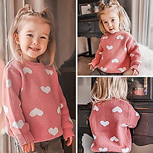 Simplee kids Baby Girls' Valentine's Sweater Pink Pullover Coat Cotton Sweater Patterns to Knit Heart for Autumn Fall and Winter 2-3T