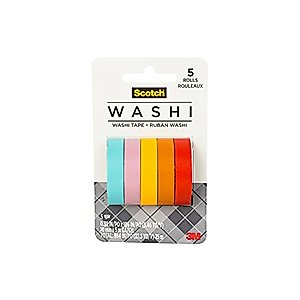 Scotch Washi Tape, Summer Design, 5 Rolls, Great for Bullet Journaling, Scrapbooking and DIY Décor (C1017-5-P4)