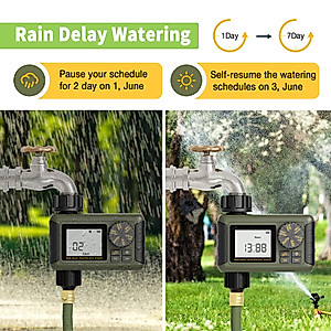 Sprinkler Timer, Diivoo Hose Timer with Timing and Frequency Irrigation, Water Timer for Garden Hose with Rain Delay and Manual Watering for Lawn, Green