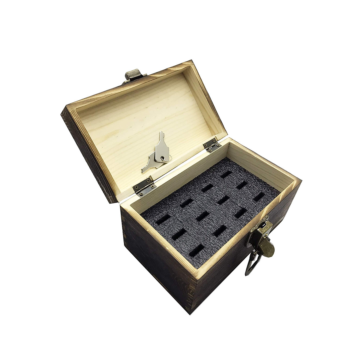 TECH STORE ON Flash USB Thumb Drive Case Memory Card Electronic Accessories Gift Storage Organizer Bag Secure Key Lock Antistatic Shockproof Foam (Wood, 12 USB Slots)