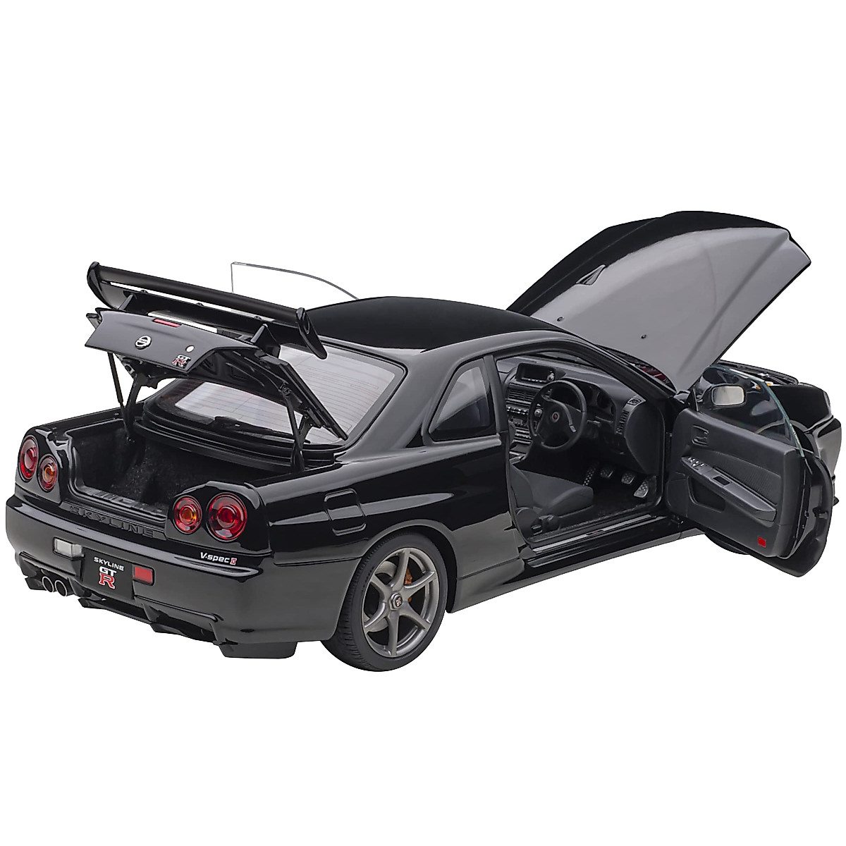 Skyline GT-R (R34) V-Spec II RHD (Right Hand Drive) Black Pearl 1/18 Model Car by Autoart 77407