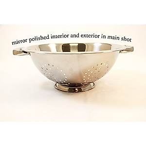 ExcelSteel Heavy Duty Handles and Self-draining Solid Ring Base Stainless Steel Colander, 5 Qt, Stainless