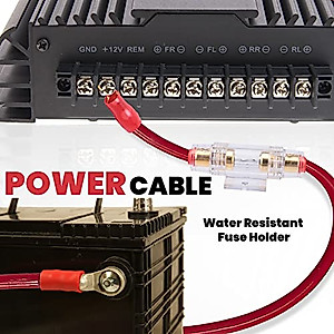 Pyle Car Stereo Wiring Kit - Audio Amplifier & Subwoofer Speaker Installation Cables (4 Gauge), Blue (PLAM40)