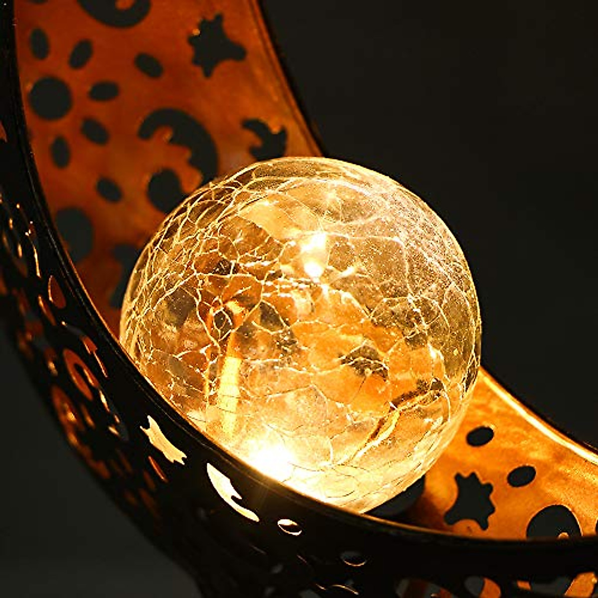 Solar Lights Garden, Outdoor Crackle Glass Globe Stake Lights, Garden Decor Solar Moon Lantern Decor Waterproof for Walkway Backyard Patio Lawn