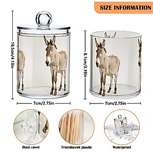 2 Pack Qtip Holder Dispenser with Lids, Funny Donkey Plastic Storage Containers,Bathroom Canisters Organizer for Cotton Ball, Cotton Swab, Cotton Round Pads, Floss 21218399