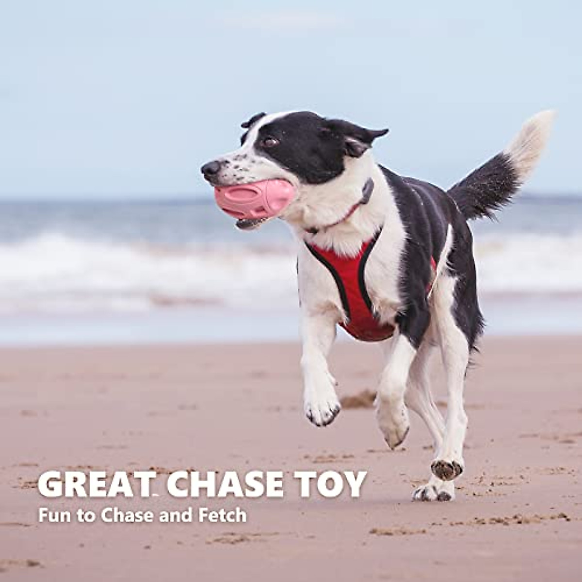 EASTBLUE Squeaky Dog Toys for Aggressive Chewers: Rubber Puppy Chew Ball with Squeaker, Almost Indestructible and Durable Pet Toy for Medium and Large Breed