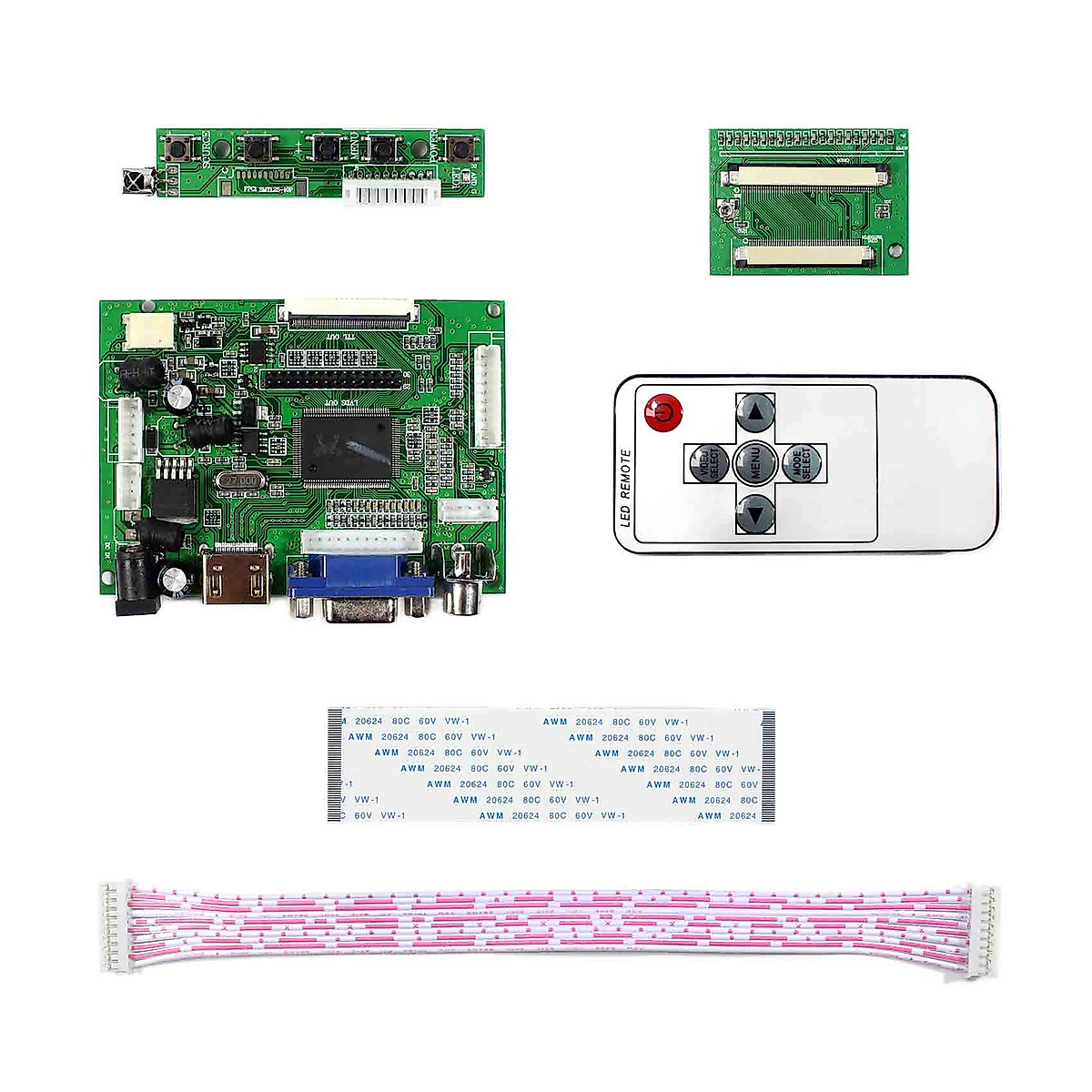 HDMI VGA 2AV LCD Controller Board Work for 6.2" 7" 8" CLAA062LA01CW HSD070IDW1-C00 HSD080IDW1 800x480 60Pins LCD Panel