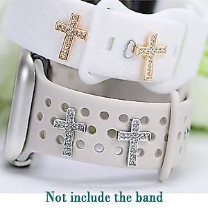 SUNOREEK apple watch band charms cross rose gold , cross charms for iwatch band charms studs for women 38mm 40mm 41mm 42mm 44mm 45mm 49mm ultra , Metal Decorative Rings Loops Charms Studs for iWatch Series 8 7 6 5 4 3 2 1 , Smart Watch Band Accessories Ch