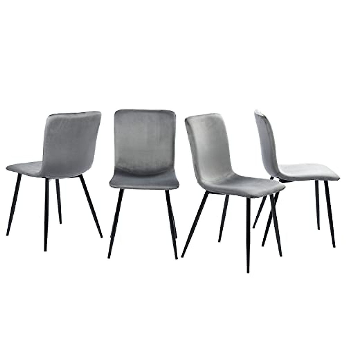 wOod-it Dining Chairs Set of 4, Pre Assembled Velvet Chair Set Upholstered with Metal Legs Modern for Dining Room, Kitchen, 16.9" W x 18.1" D x 34.8" H (Grey)