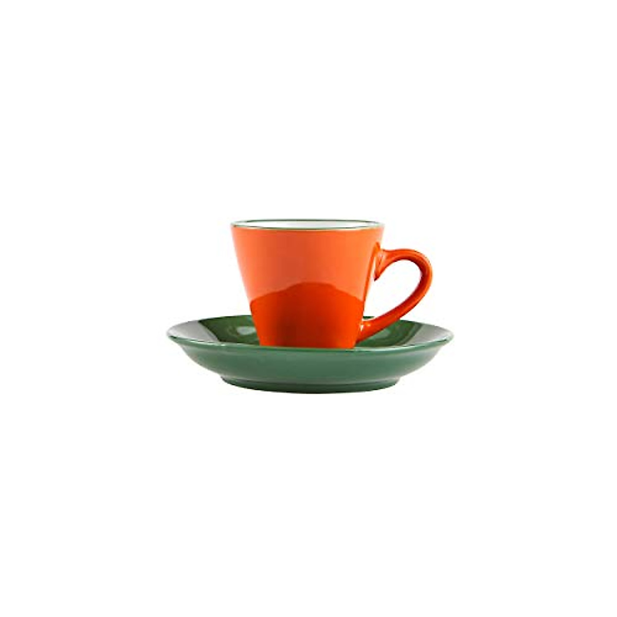 IMUSA USA 8 Piece 3oz Colorful Espresso Cups with Saucers (Green, Orange)