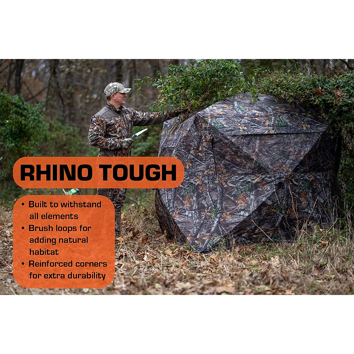 Rhino blinds R600-PRED 3 Person Hunting Ground Blind, Predator, 60x60x71