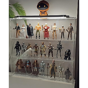 Choowin 3-Layer Clear Acrylic Display Case with Door,Wall-Mounted Display Shelf for Funko Pop,Countertop Display Case for Collectible Action Figure,Dustproof Storage Organizer(16x3.7x15.3 inch)
