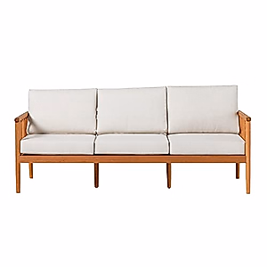 Walker Edison Dekian Modern Outdoor Spindle Style Triple Lounge, 75 Inch, Natural
