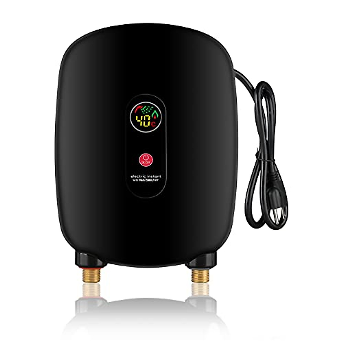 3000W Mini Water Heater 110V Electric Tankless Instant Hot Water Heater Thermostatic Washing Heating System for Home Kitchen Bathroom (Black)