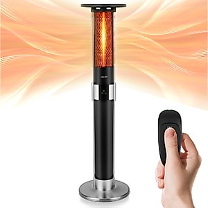 SereneLife Infrared Patio Heater, Electric Patio Heater for Indoor/Outdoor Use, Portable Tower Heater with Remote Control, 1500 W, for Restaurant, Patio, Backyard, Garage, Decks (Black)