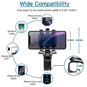 wipalor 2021 Upgraded Car Phone Holder Mount for Dashboard, 1200° Rotating Cell Phone Holder for Car, Universal Big Clamp Car Phone Mount Compatible with iPhone, Samsung, Moto and More