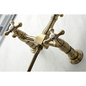 Kingston Brass KS1263AXBS Heritage Bridge Kitchen Faucet, Antique Brass
