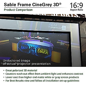 Elite Screens Sable Frame CineGrey 3D, 150-inch Diagonal 16:9, 8K 4K Ultra HD Ready Ceiling and Ambient Light Rejecting Fixed Frame Projector Screen, CineGrey 3D Projection Material, ER150DHD3