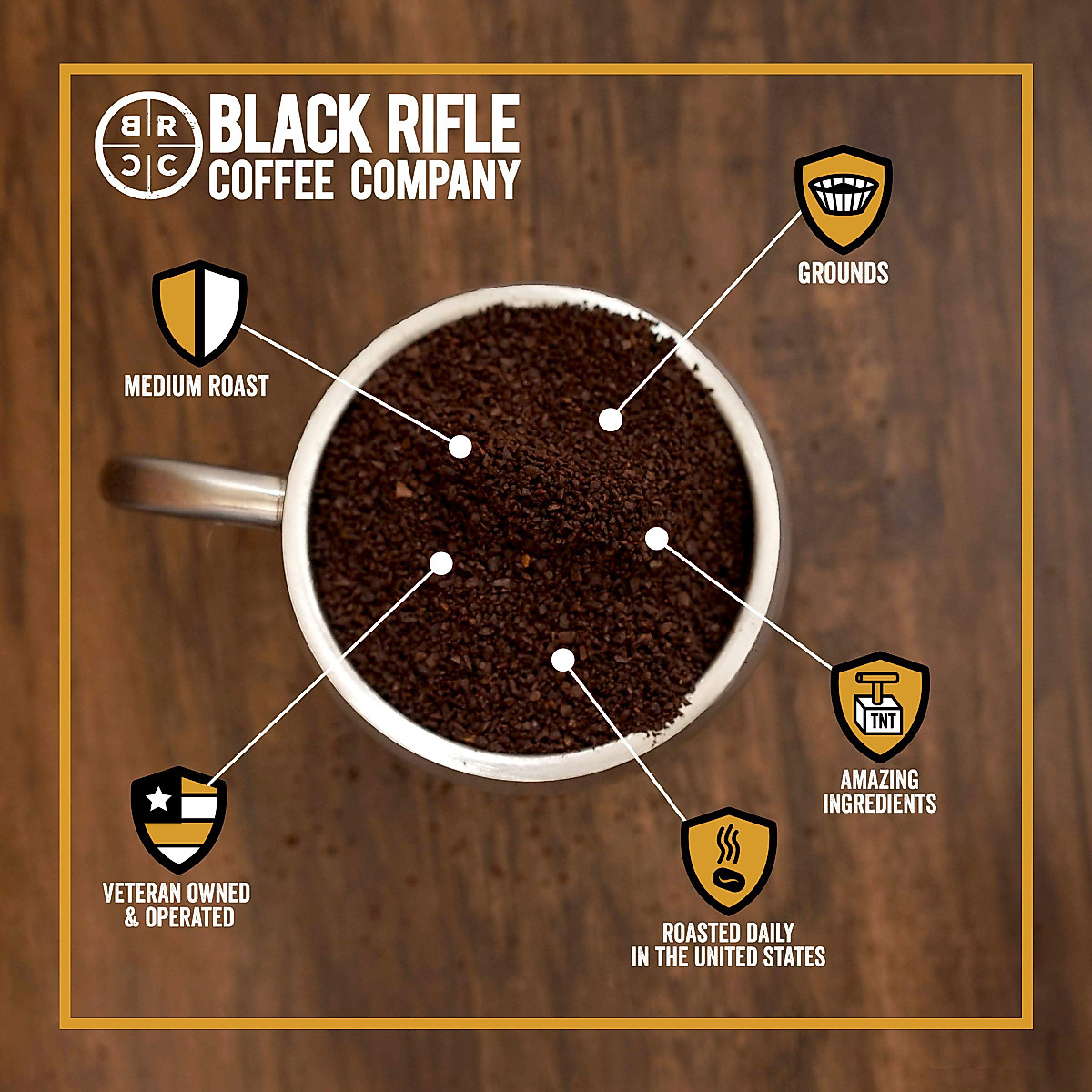 Black Rifle Coffee Company AK Espresso, Medium Roast Ground Coffee, 12 OZ Bag