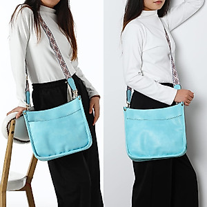 DYSHAYEN Women Crossbody Purse with Guitar Strap,Vegan Leather Zipped Pockets Handbag Shoulder Bag (Aqua Blue)