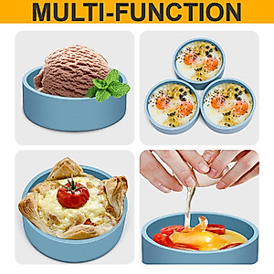 Dootafy Silicone Air Fryer Egg Pan 3 Pack, Reusable Sous Vide Egg Bite Maker Air Fryer Egg Mold Individual Microwave Egg Cooker Eggwich Egg Bites Molds for Oven Microwave - Blue