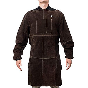 Waylander OTTAR Leather Welding Shop Apron for Men; Long Heavy Duty Work Apron