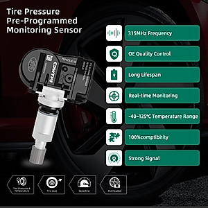 CDWTPS TPMS Sensor for 2006-2010 Chrysler| Dodge| Jeep,433MHZ Tire Pressure Monitor System Replaces# 56053030AC 56029481AB 56029359AB 4-Pack