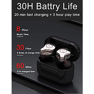 Tuanzi Sabbat E12 3D Clear Sound True Wireless Earphone Sport HiFi Stereo Earbuds Blutooth 5.0 TWS Stereo Earphones A week's Endurance with Built-in Mic Charging Case (Rock Coffee)