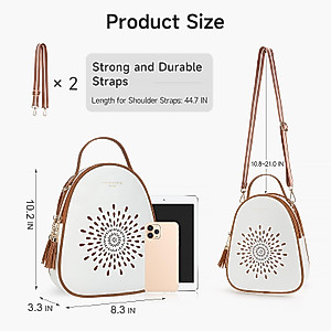 APHISON Small Backpack Purse for Women Cute Mini Backpacks PU Leather Crossbody Shoulder Bags White Brown